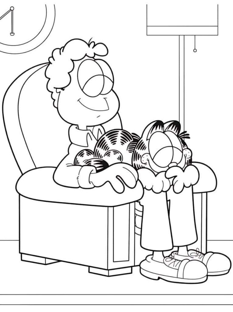 Jonge Kinderen Kunnen Met Plezier Gratis Door Elke Kleurplaat Garfield Spelen