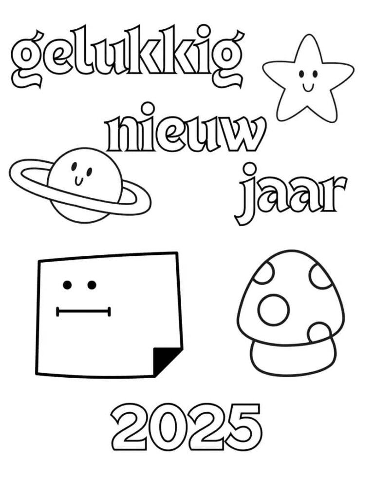 Grappige kleurplaat nieuwjaar voor creatieve kinderen - Kleurplaat.org