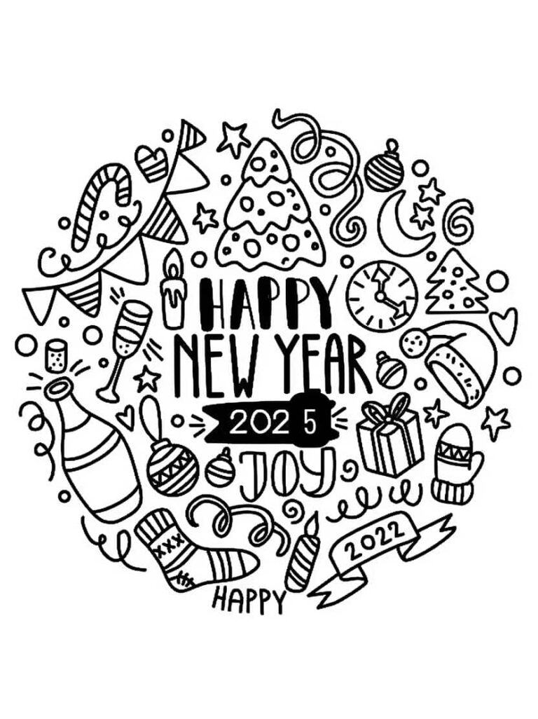 Grappige kleurplaat nieuwjaar voor creatieve kinderen - Kleurplaat.org