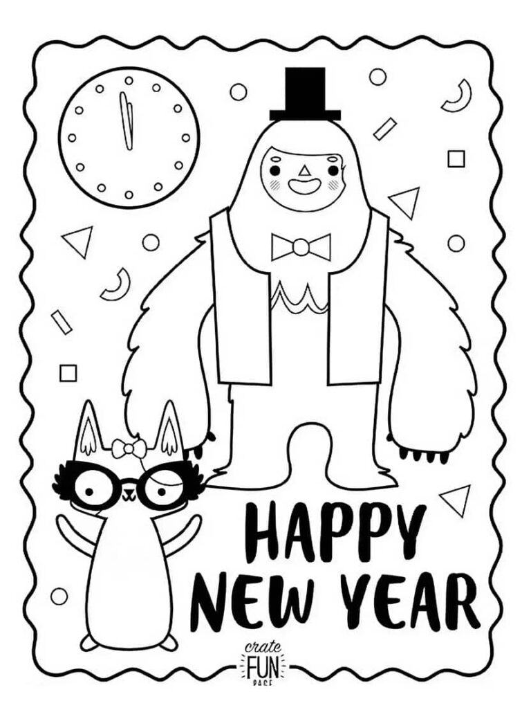 Grappige kleurplaat nieuwjaar voor creatieve kinderen - Kleurplaat.org