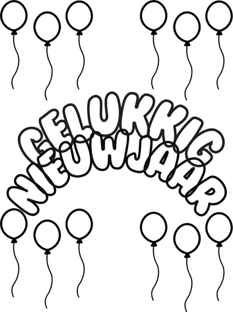 Grappige kleurplaat nieuwjaar voor creatieve kinderen - Kleurplaat.org