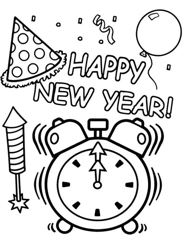 Grappige kleurplaat nieuwjaar voor creatieve kinderen - Kleurplaat.org