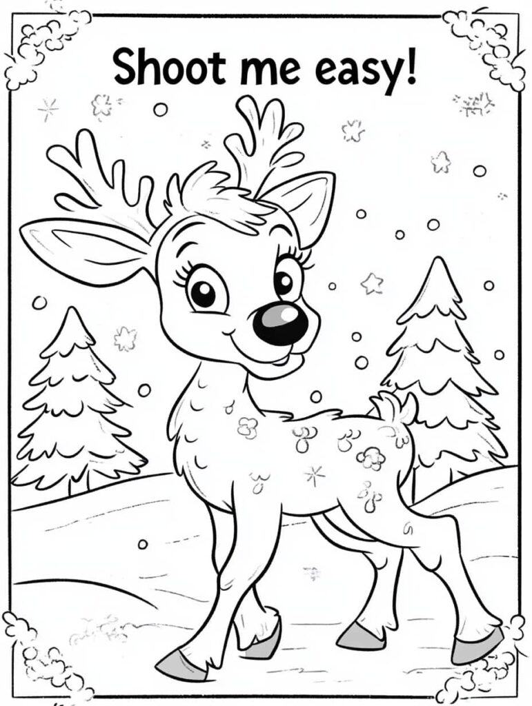 Schattige 20+ kleurplaat kerst rendier voor kinderen - Kleurplaat.org