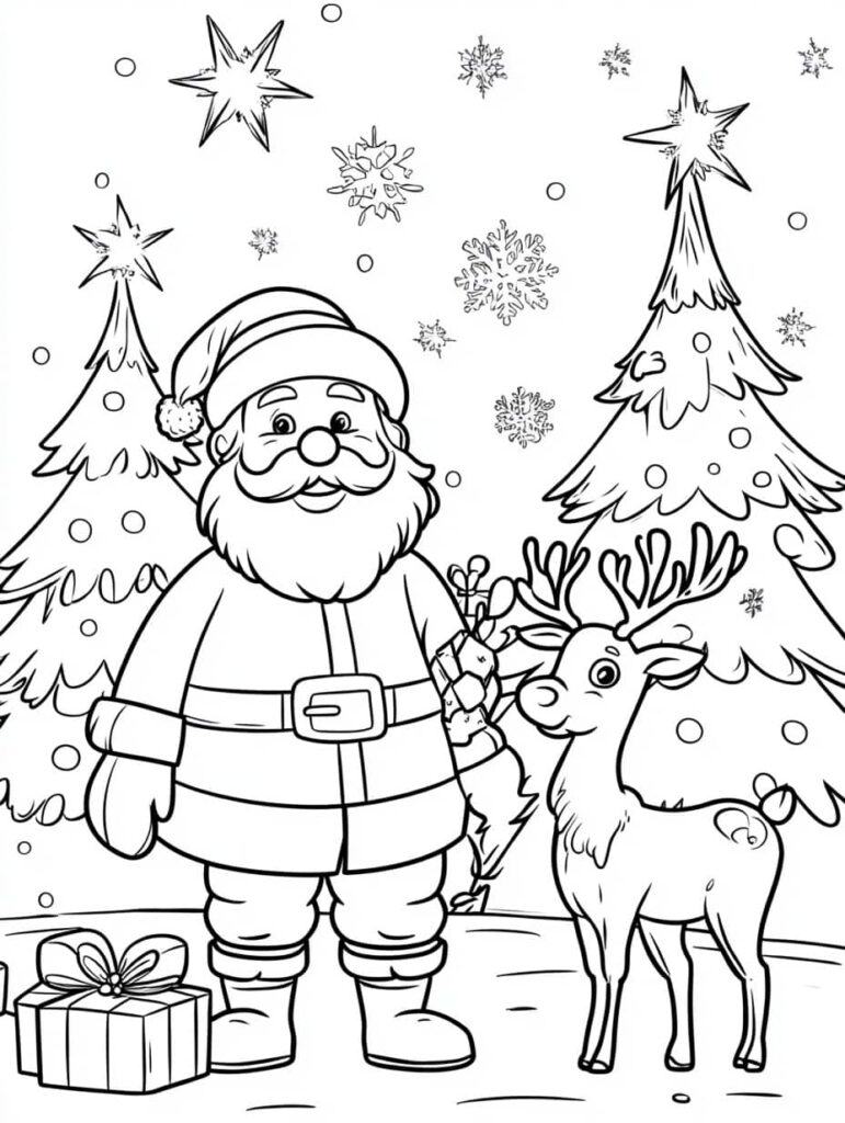 Schattige 20+ kleurplaat kerst rendier voor kinderen - Kleurplaat.org