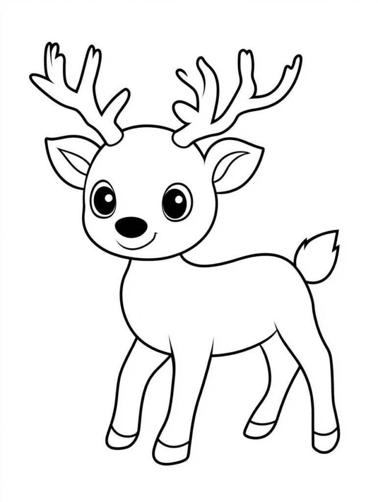 Schattige 20+ kleurplaat kerst rendier voor kinderen - Kleurplaat.org