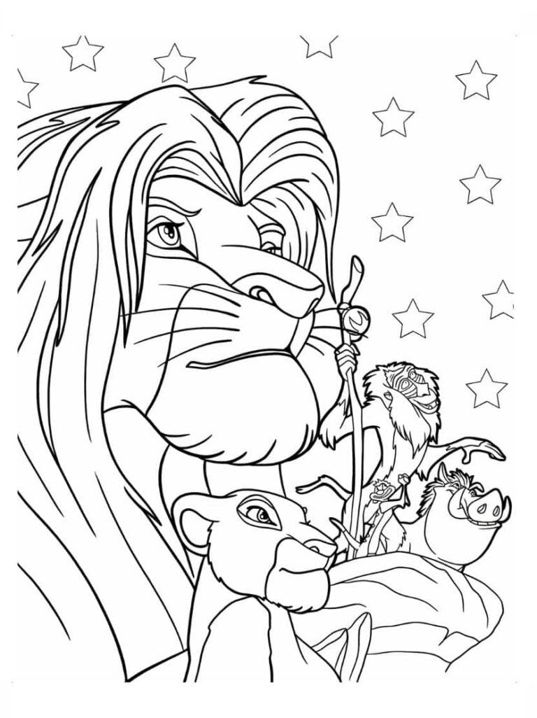 Grappige lion king kleurplaat waarmee kinderen eindeloos creatief bezig ...