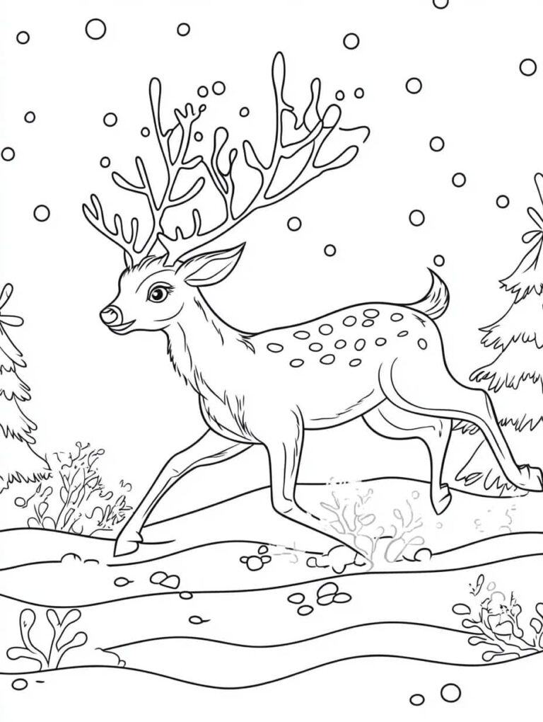 Schattige 20+ kleurplaat kerst rendier voor kinderen - Kleurplaat.org