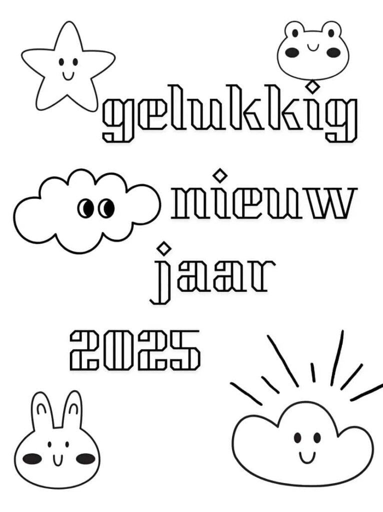Grappige kleurplaat nieuwjaar voor creatieve kinderen - Kleurplaat.org