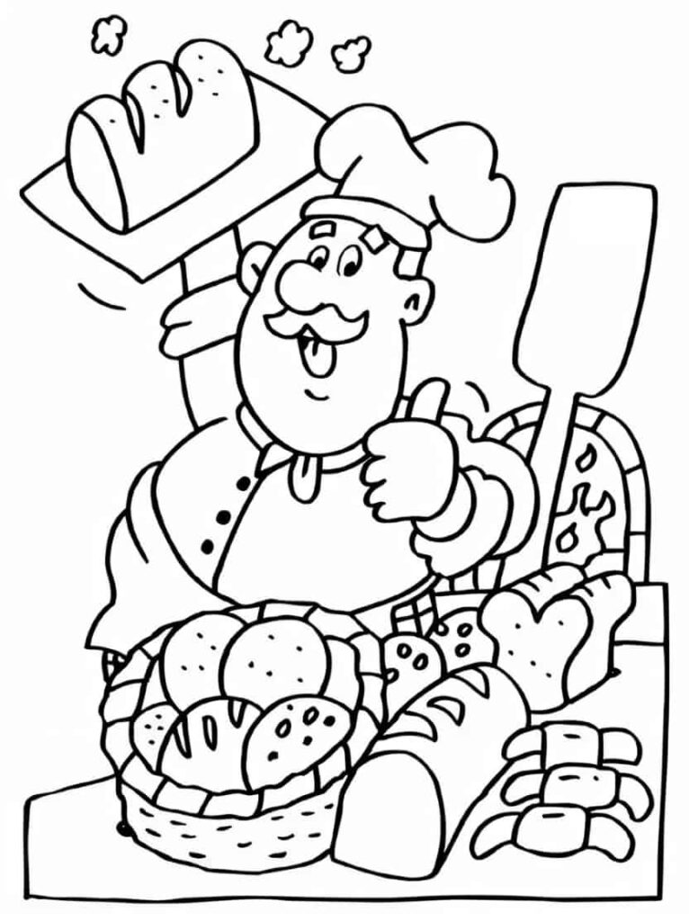 Free and lively coloring page baker for kids to color - Kleurplaat.org