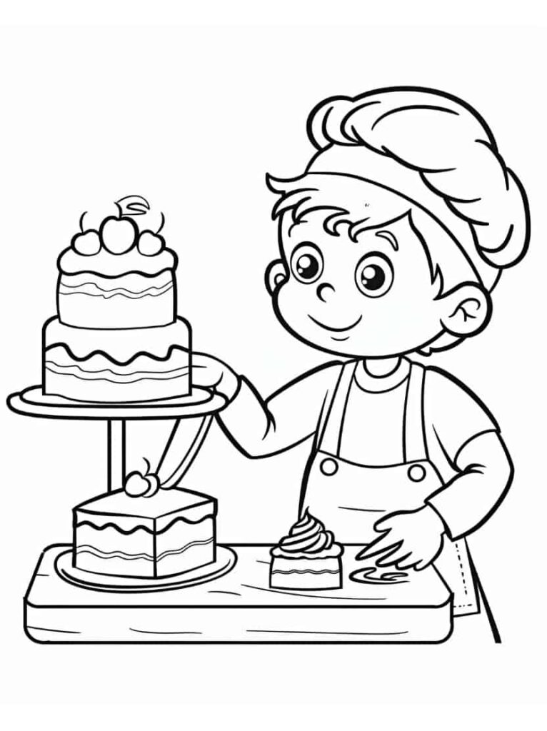 Gratis en levendige kleurplaat bakker voor kinderen om te kleuren ...