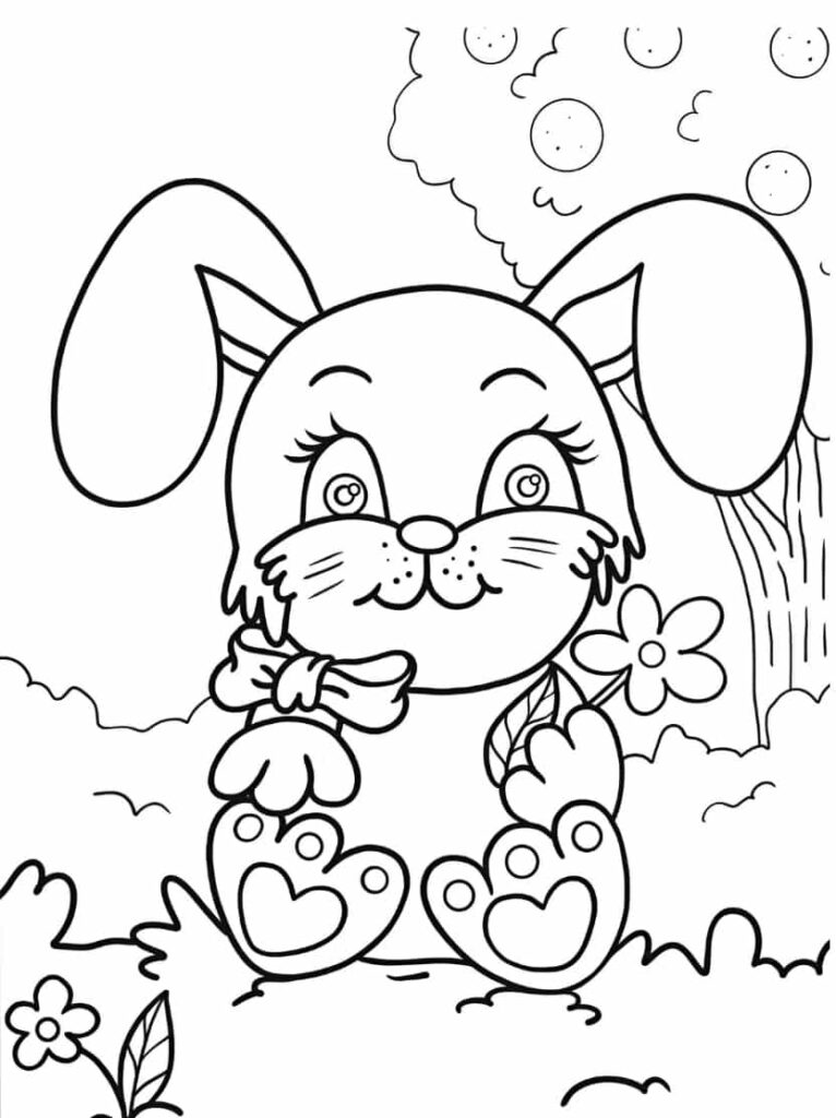 Leuk schattig konijn kleurplaat top gratis voor kinderen - Kleurplaat.org