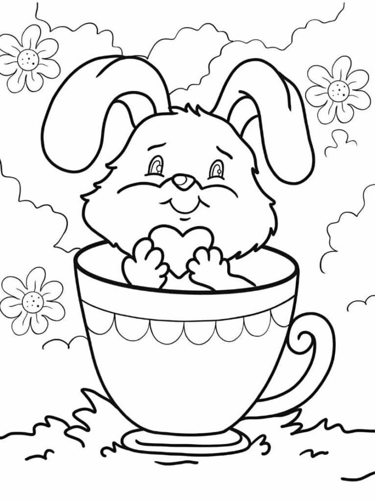 Leuk schattig konijn kleurplaat top gratis voor kinderen - Kleurplaat.org