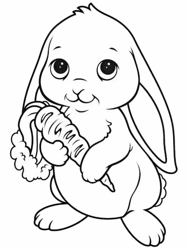 Leuk schattig konijn kleurplaat top gratis voor kinderen - Kleurplaat.org