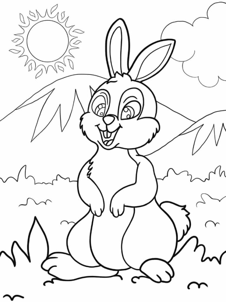 Leuk schattig konijn kleurplaat top gratis voor kinderen - Kleurplaat.org