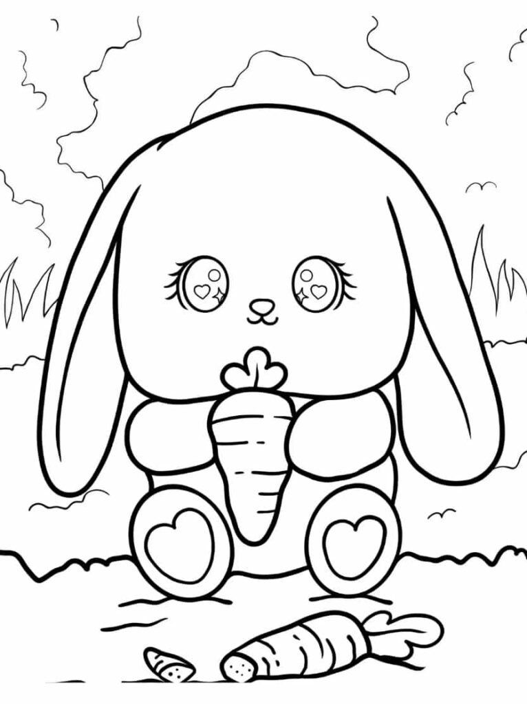 Leuk schattig konijn kleurplaat top gratis voor kinderen - Kleurplaat.org