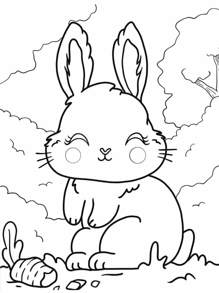 Leuk schattig konijn kleurplaat top gratis voor kinderen - Kleurplaat.org